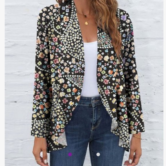 Udear | Jackets & Coats | Red Black Floral Open Cardigan | Poshmark